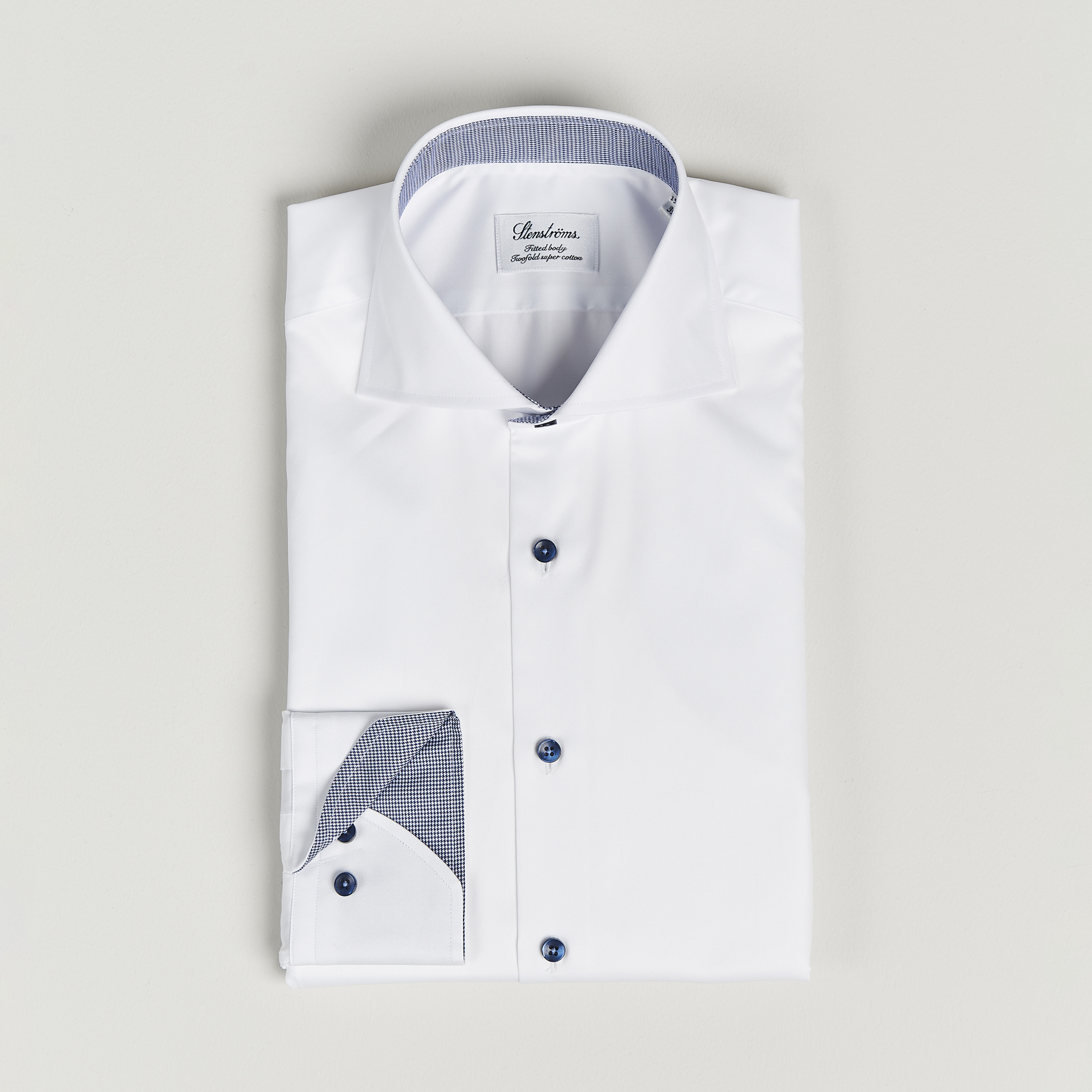Stenströms Fitted Body Contrast Shirt White su CareOfCarl.it