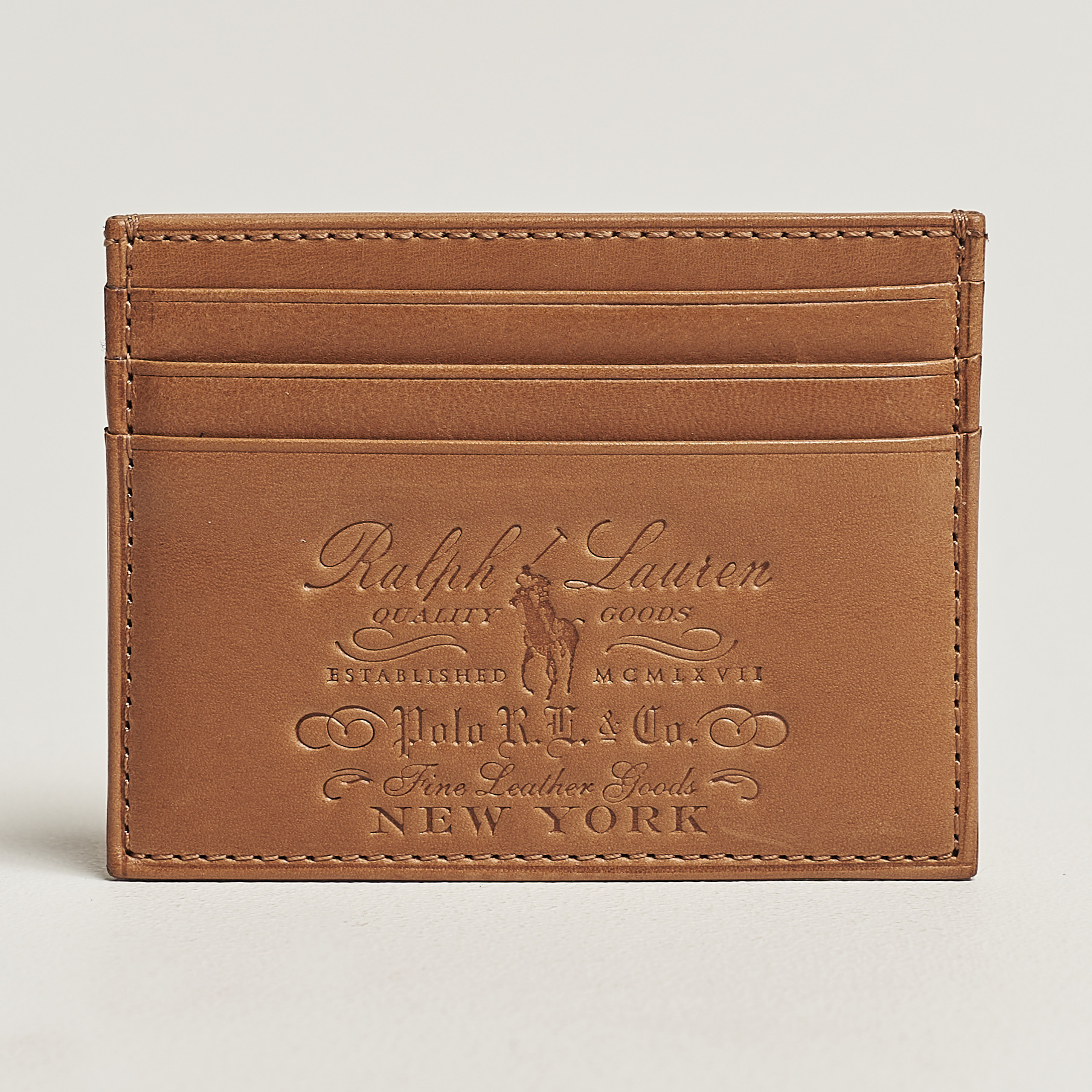 Polo Ralph Lauren Heritage Leather Credit Card Holder Tan su CareOfCarl.it