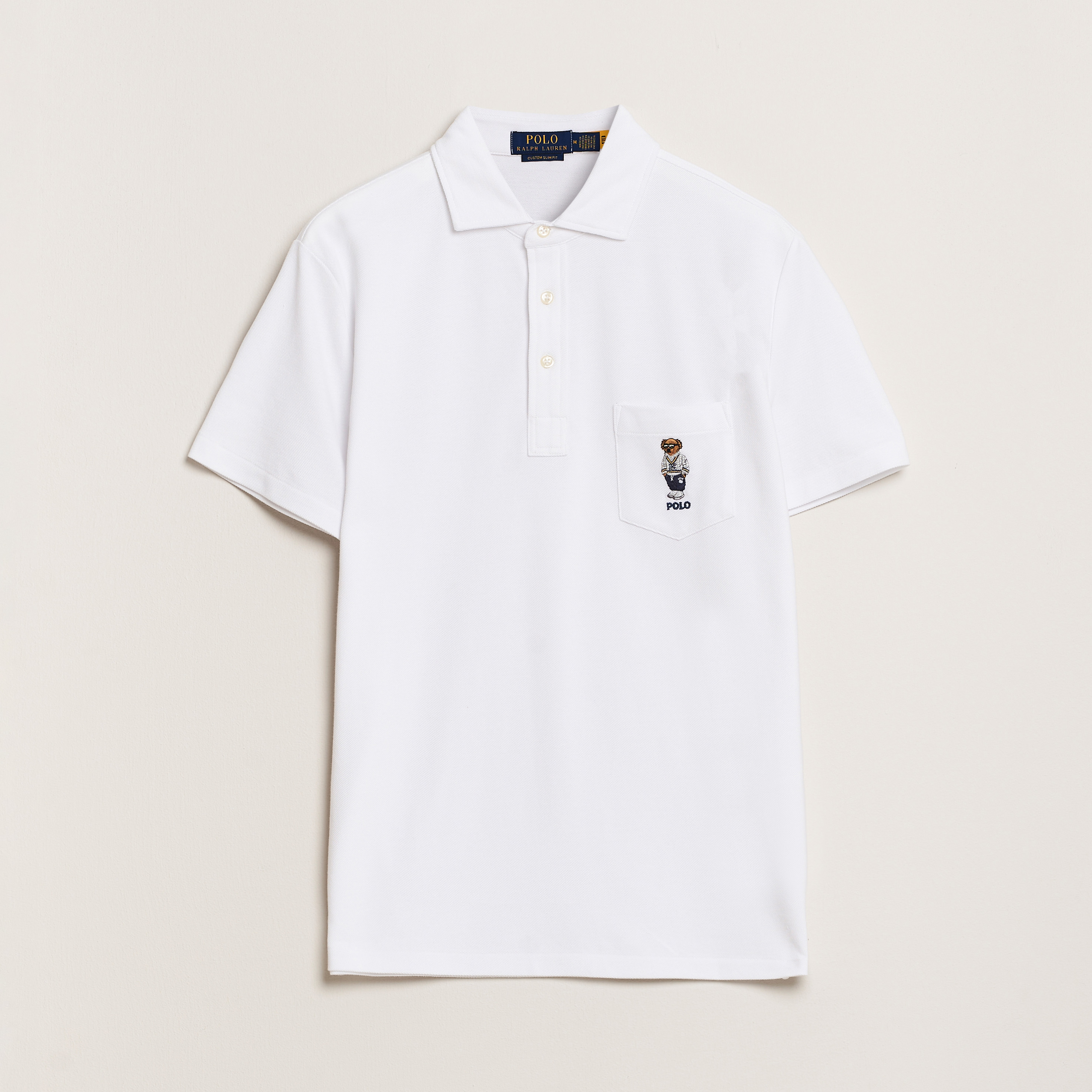 Polo Ralph Lauren Custom Slim Fit Pocket Bear Polo White su CareOfCarl.it