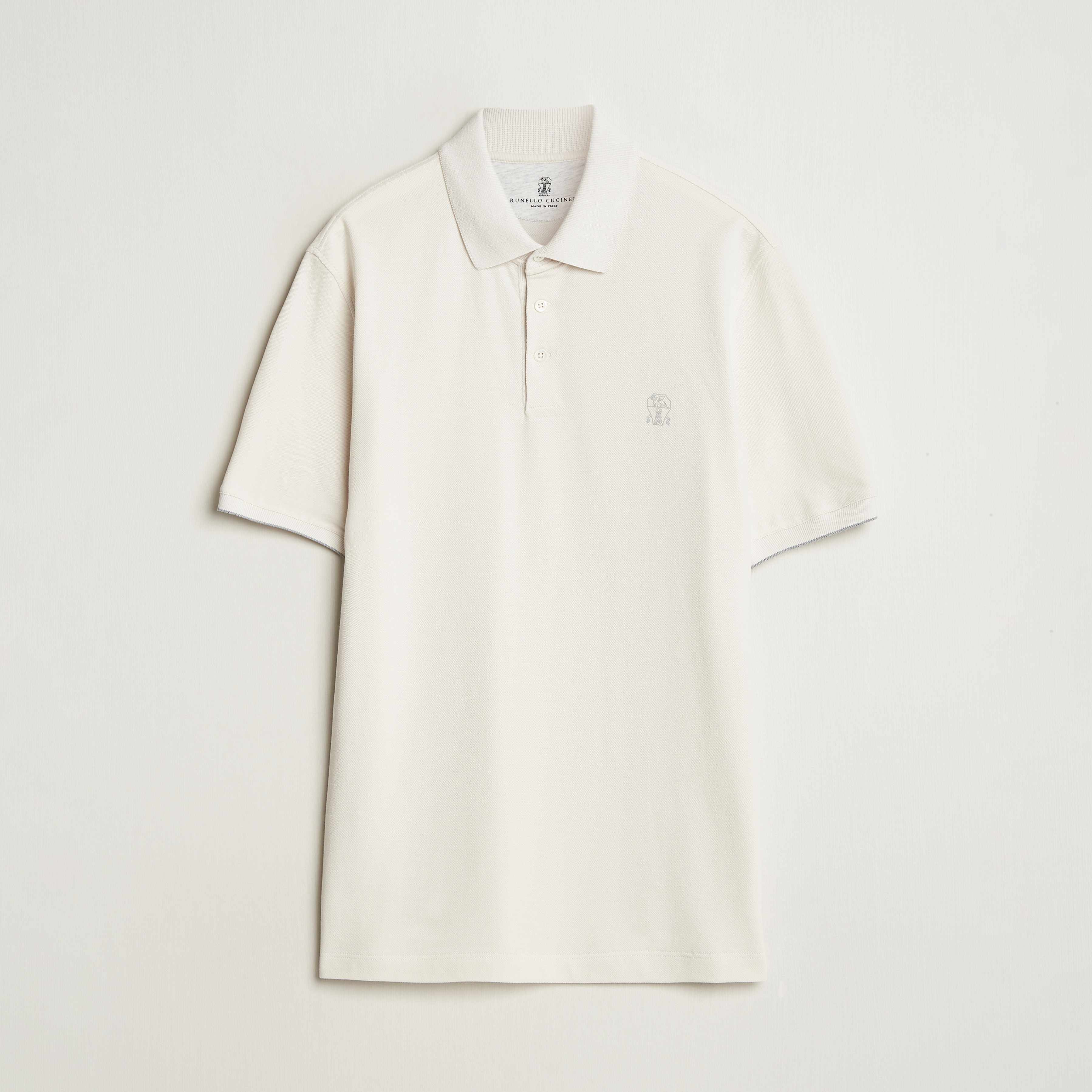 Brunello Cucinelli Short Sleeve Logo Polo Off White su CareOfCarl.it