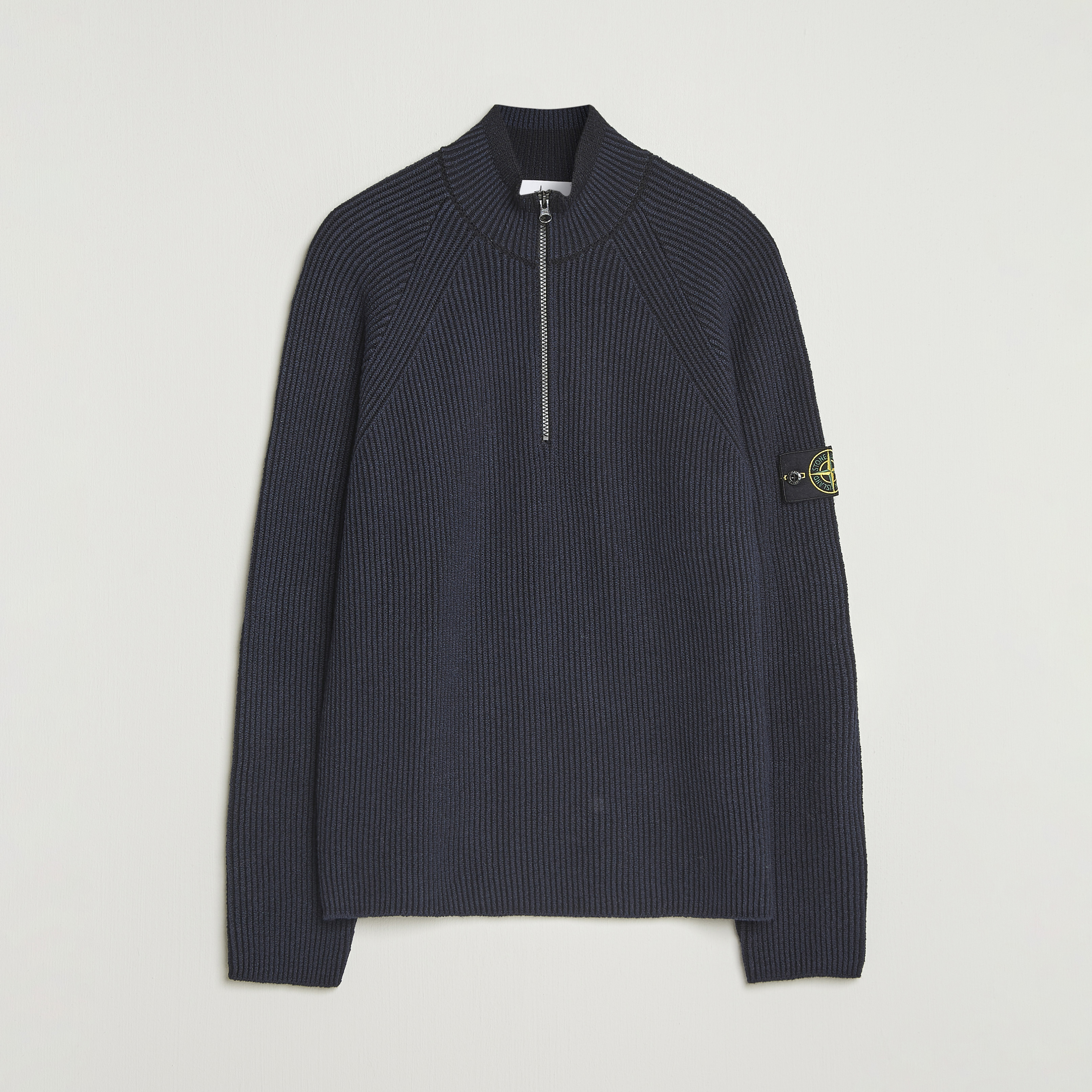 Stone Island Vanisé Full Rib Wool Half-Zip Navy su CareOfCarl.it